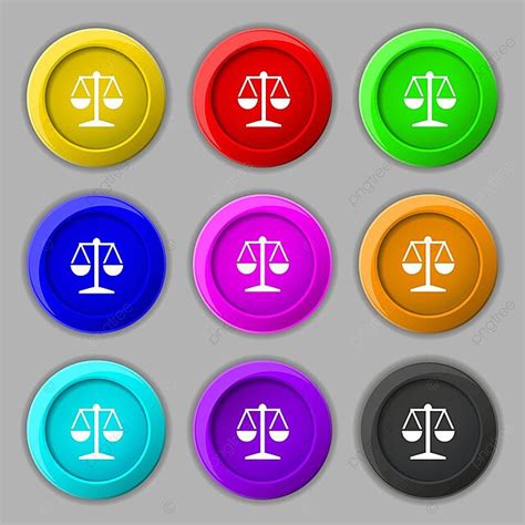 Vector Set Of Nine Colorful Round Buttons Featuring Libra Zodiac Sign