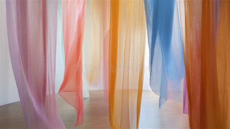 Colorful Translucent Fabrics Hanging In Modern Interior Stock Illustration Illustration Of