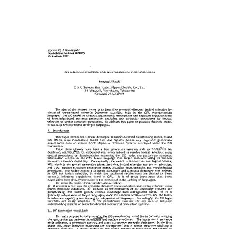 On A Semantic Model For Multi Lingual Paraphrasing Acl Anthology