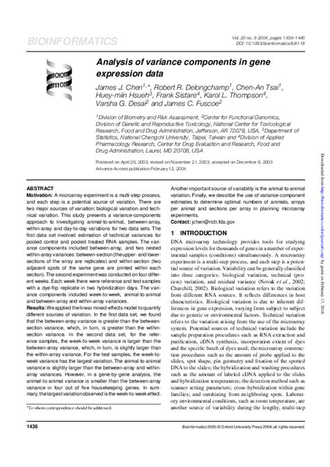 Pdf Analysis Of Variance Components In Gene Expression Data