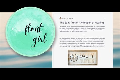 Float Girl Gives Salty Turtle A Glowing Review Salty Turtle