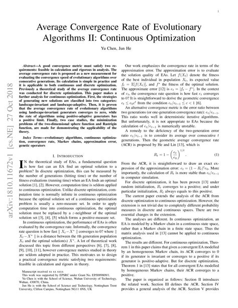 Average Convergence Rate Of Evolutionary Algorithms Ii Continuous