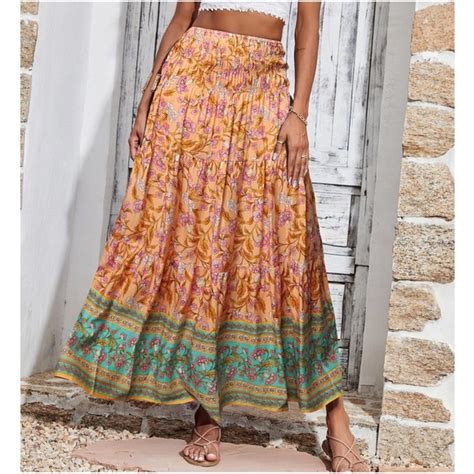 Skirts Boho Floral Print Maxi Skirt Poshmark