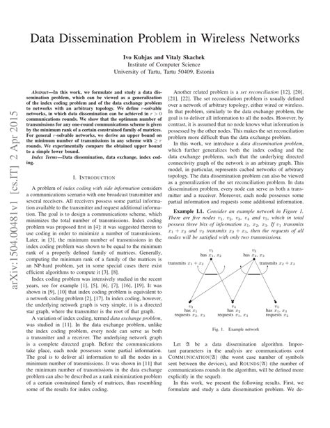 Pdf Data Dissemination Problem In Wireless Networks
