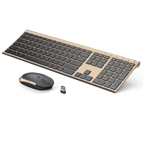 Wireless Keyboard And Mouse Vssoplor 2 4ghz Rechargeable Compact Quiet Full Size Keyboard And