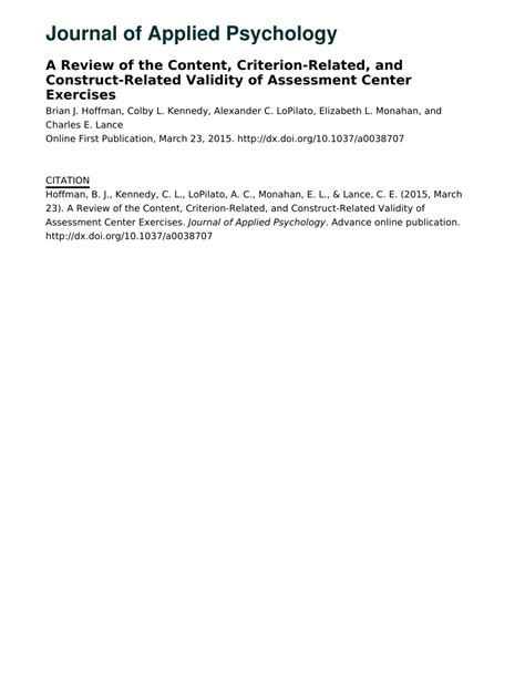 Pdf A Review Of The Content Criterion Related And Construct Related Validity Of Assessment