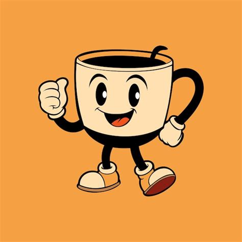Premium Vector Retro Style Animated Cup Of Tea Relax And Happy
