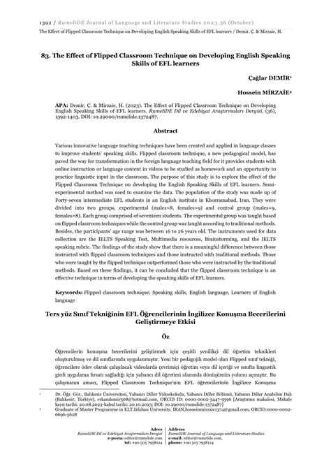 Pdf The Effect Of Flipped Classroom Technique On Developing English