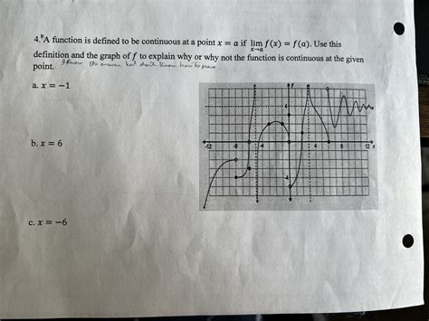 Solved 4 A Function Is Defined To Be Continuous At A Point