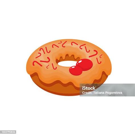 프로스팅 단맛 아이콘 흰색 고립 된 배경에 벡터 일러스트가있는 도넛 귀여운에 대한 스톡 벡터 아트 및 기타 이미지 귀여운