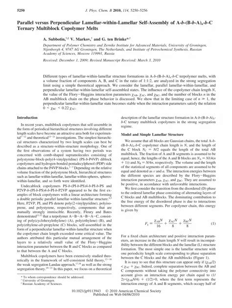 Pdf Parallel Versus Perpendicular Lamellar Within Lamellar Self