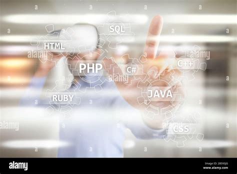 Web Development Tools Concept On Virtual Screen Programming Language