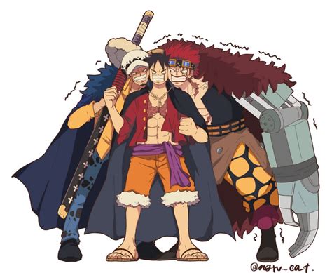 Monkey D Luffy Trafalgar Law And Eustass Kid One Piece Drawn By