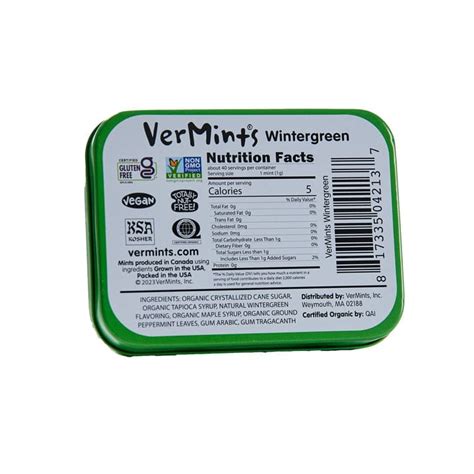 Vermints Wintermint Mints Tin Organic 40g Taste Nature Organic