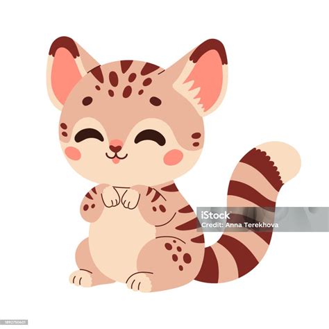 귀여운 만화 Geneta 벡터 유치한 벡터 일러스트 레이 션 플랫 스타일 포스터 인사말 카드 및 아기 디자인을 위해 벡터