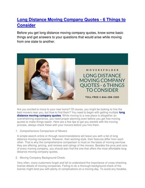 Ppt Long Distance Moving Company Quotes 6 Things To Consider