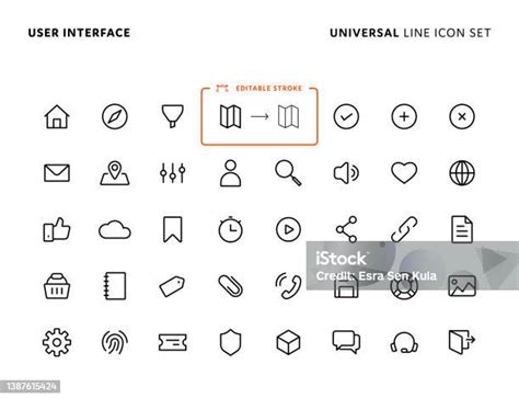 편집 가능한 스트로크로 사용자 인터페이스 범용 선 아이콘 설정 아이콘은 웹 페이지 모바일 앱 ui ux 및 gui 디자인에