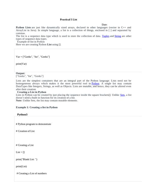 Practical 5 List Pdf String Computer Science Programming Paradigms