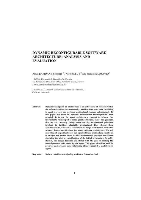 Pdf Dynamic Reconfigurable Software Architecture