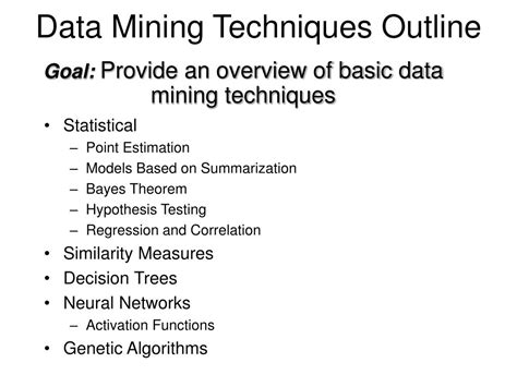 PPT Data Mining Techniques Outline PowerPoint Presentation Free Download ID