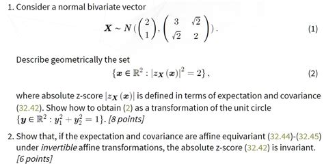 Solved 1 Consider A Normal Bivariate Vector 3 V2 X~n 2 1 Describe Geometrically The Set