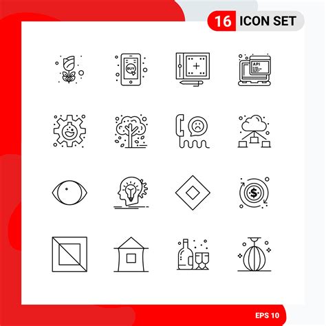 Modern Set Of 16 Outlines Pictograph Of Experiment Script Coding Javascript Programing Editable