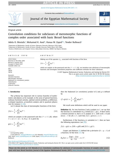 PDF Convolution Conditions For Subclasses Of Meromorphic Functions Of Complex Order Associated