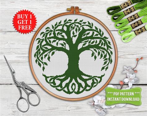 Celtic Cross Stitch Pattern Tree Of Life Cross Stitch Ornament Celtic Knot Embroidery Easy Cross