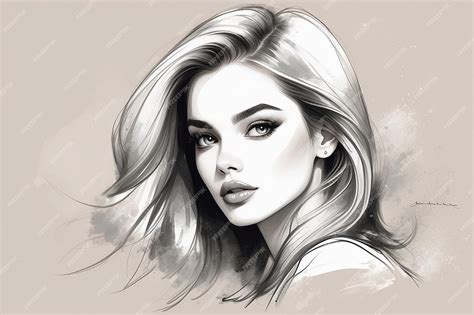 Premium Photo Woman Portrait Stylish Look Fashion Girl Sketch