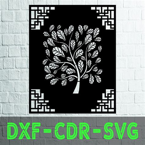 Tree Leaf Wall Art Svg Cut File Tree Wall Dxf Files Plasma Etsy