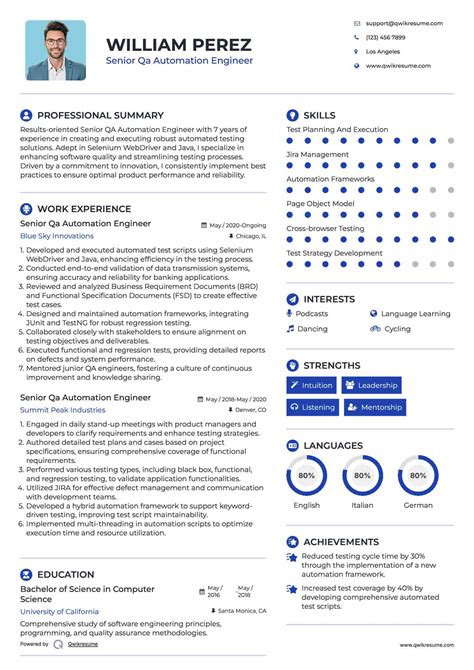 Qa Automation Engineer Resume Example At Allan Sturtz Blog