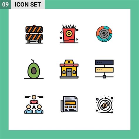 Filledline Flat Color Pack Of 9 Universal Symbols Of Food Statistics Diagram Report Finance