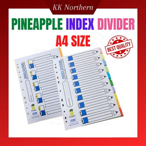 Colour Index Divider File Filing Separator A4 size Indeks Table of Contents Dividers 索引分隔页