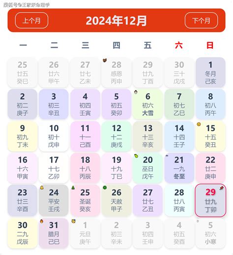 老黄历看日子生肖运势查询（2024年12月29日）节气干支阳气