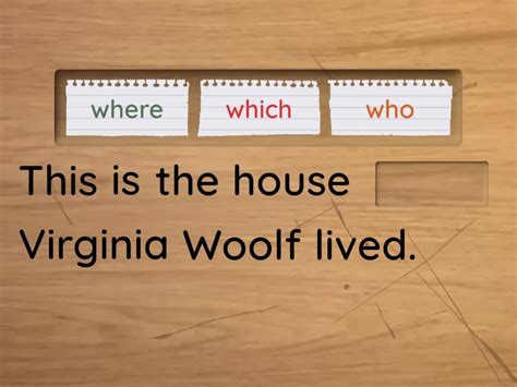 Defining Relative Clauses Quiz Palabra Perdida