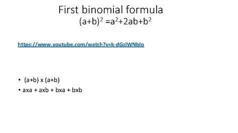 Binomial Formulae Presented By Ian Cathi Dylan And