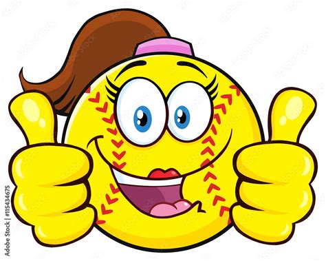 Cute Softball Girl Cartoon