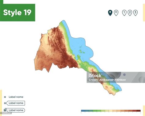 Eritrea High Detailed Physical Map Vector Map Dem Map Stock
