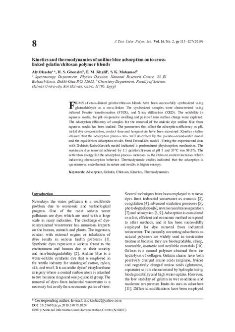 Pdf Chromium Adsorption On Cross Linked Chitosan