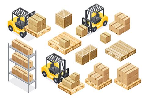 지게차화물 트럭 배달 일러스트 장비 창고 등자극성 벡터 그림입니다 선반 제작물에 대한 스톡 벡터 아트 및 기타 이미지 선반 제작물 인포그래픽 창고 Istock
