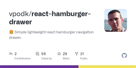 🍔 Simple Lightweight React Hamburger Navigation Drawer Valentyn P
