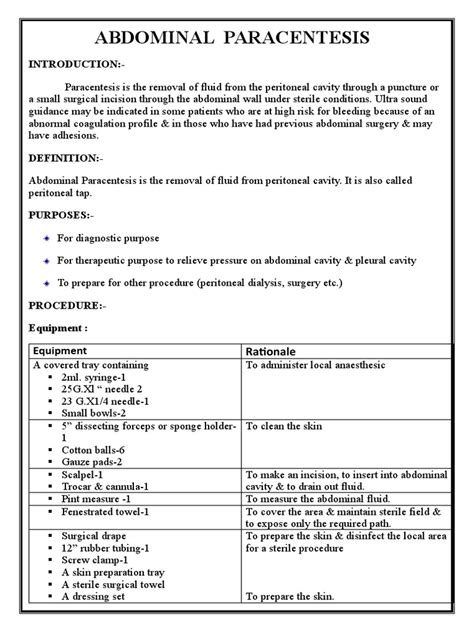 Abdominal Paracentesis Pdf Surgery Anesthesia