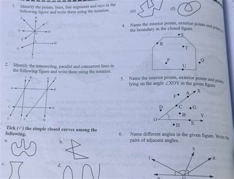 1 Identify The Points Lines Line Segments And Rays In The Following