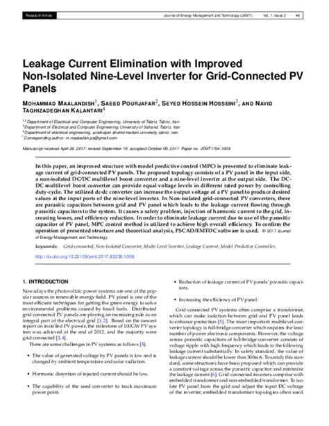 Pdf Improved Nine Level Inverter For Pv Leakage Current