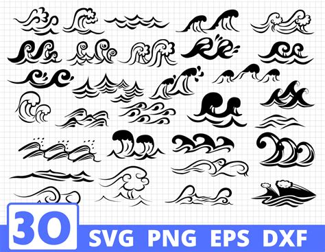Waves Silhouette Svg Bundle Wave Clipart Wave Cut File By Svgocean Thehungryjpeg