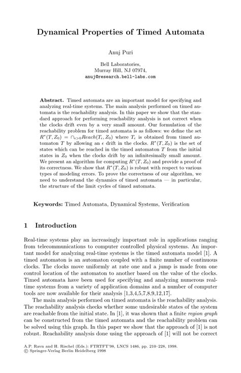Pdf Dynamical Properties Of Timed Automata