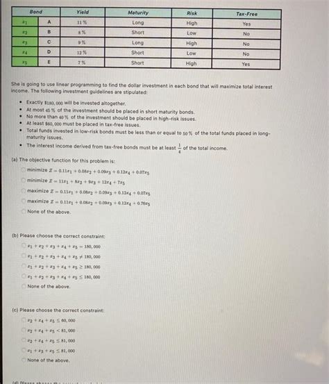 Solved She Is Going To Use Linear Programming To Find The