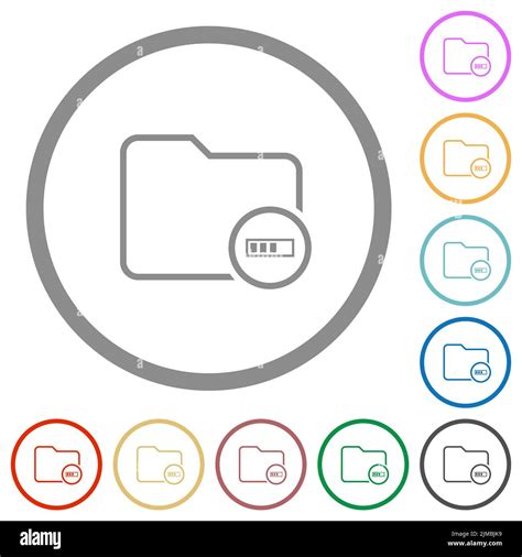 Directory Processing Outline Flat Color Icons In Round Outlines On White Background Stock Vector