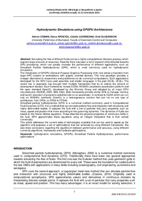 pdf hydrodynamic simulations using gpgpu architectures
