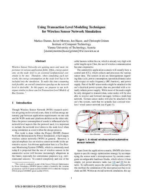 pdf using transaction level modeling techniques for wireless sensor network simulation jan